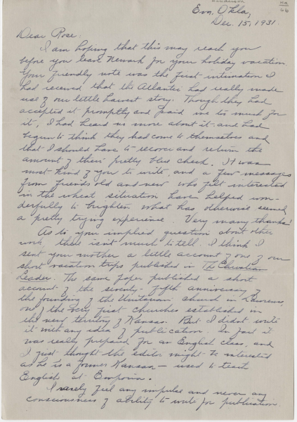 Letters from the Dust Bowl – Alumnae Association
